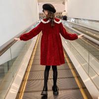 China Girls dress children's clothing spring and autumn winter outfit red corduroy princess dress girl skirt hot new products for sale