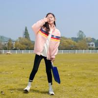 China Girls lamb wool coat children's clothing autumn and winter wear color stripe thickened children's padded coat for sale
