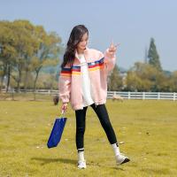 China Lamb Cashmere Warm Childrens Coats Autumn Winter Stitching Color Stripe for sale