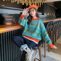China Girls fashion sweater children's clothing autumn winter round neck pullover sweater color coat middle children for sale