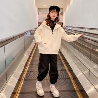 China Apricot Black Childrens Spring Clothes Zip Front Hoodie Sweatshirt for sale