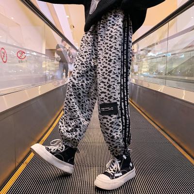 China Autumn Winter Leopard Print Casual Children Pants Thermal Thickened Liner for sale