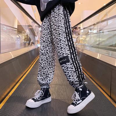 China Autumn Winter Girls Thickened Leopard Print Casual Pants elastic waist for sale