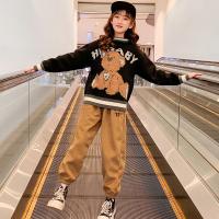 China Knit Jacquard Bear Fashion Childrens Clothes Casual Black Round Neck Sweater for sale