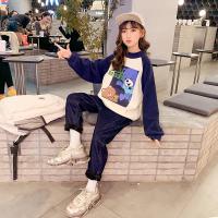 China Girls Cartoon Raglan Sleeve Fashion Childrens Clothes Patchwork Casual Round Neck Pullover for sale