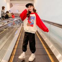 China Delicate Soft Little Girls Clothes Color Matching Casual Round Neck Jumper for sale