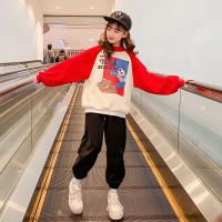 China Raglan Sleeves Childrens Spring Clothes Girls Casual Round Neck Pullover for sale