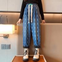 China Girls jeans Children's clothing autumn and winter thick warm blue casual pants for everything from 4 to 16 years old for sale