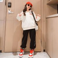 China Girls Thickened Sport Letter Hoodie Two Piece Set Leisure Windproof for sale