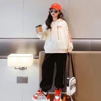 China Elastic Cuff Childrens Spring Clothes Sports Letters Girls 2 Piece Hoodie Set for sale