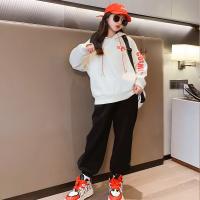 China Trend Sports Childrens Winter Clothes Windproof Letters 2 Piece Hoodie Set for sale
