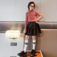 China Anti Static Embroidered Turtleneck T Shirt Striped Thermal Top For Ages 4-16 for sale