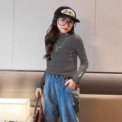 China Embroidered Thermal Tight Turtleneck Undershirts Striped For Ages 4-16 for sale
