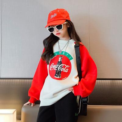 China Girls Cartoon Fashion Childrens Clothes White And Red Raglan Sleeve Sweatshirt for sale