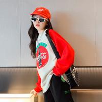 China Girls Cartoon Fashion Childrens Clothes White And Red Raglan Sleeve Sweatshirt for sale