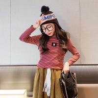 China Embroidered Thermal Childrens Spring Clothes Striped Long Sleeve Shirt Turtleneck for sale