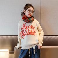 China Spring Autumn Beige Black Crewneck Christmas Sweater Loose Version for sale
