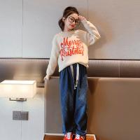 China Fall Winter Girls Knit Crew Neck Sweater Jumper Skin Friendly for sale