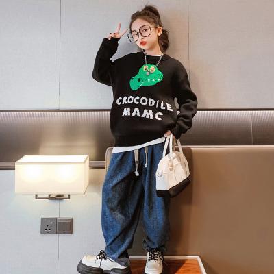 China Black Beige Childrens Winter Clothes Oversized Crewneck Sweater for sale