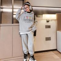 China Childrens Gray Hoodie And Sweatpants Set Breathable Korean Edition for sale