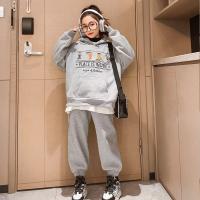China Childrens Gray Hoodie And Sweatpants Set Breathable Korean Edition for sale