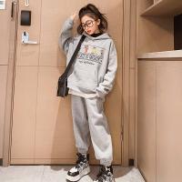 China Childrens Gray Hoodie And Sweatpants Set Breathable Korean Edition for sale