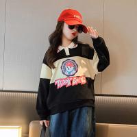 China Aged 4-16 Fashion Childrens Clothes Wide Flat Lapel Girls Hoodie Tops for sale