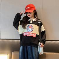 China Aged 4-16 Fashion Childrens Clothes Wide Flat Lapel Girls Hoodie Tops for sale
