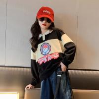 China Girls hoodie children's clothing color matching warm casual jumper cartoon print top suitable for children aged 4-16 for sale