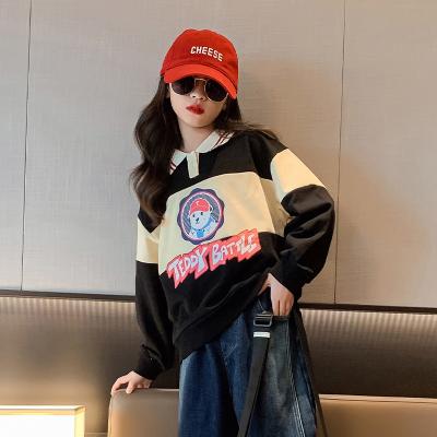 China Girls hoodie children's clothing color matching warm casual jumper cartoon print top suitable for children aged 4-16 for sale