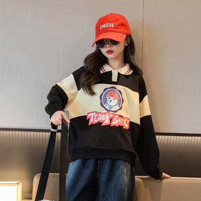 China Girls' hoodie children's Spring and Autumn clothing color matching warm casual cartoon top for 4-16 years old children for sale