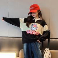 China Girls' hoodie children's Spring and Autumn clothing color matching warm casual cartoon top for 4-16 years old children for sale