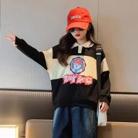China Girls' hoodie children's Spring and Autumn clothing color matching warm casual cartoon top for 4-16 years old children for sale