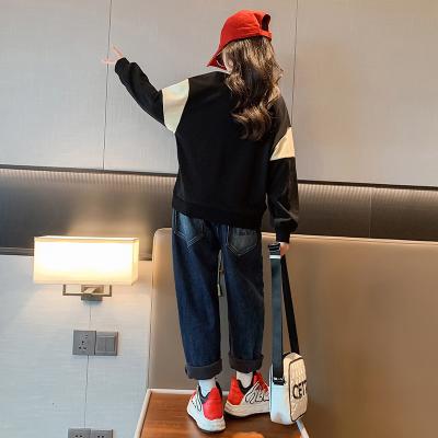 China Girls Cartoon Printed Polo Collar Sweatshirt Two Piece Set Warm Casual Korean Edition for sale