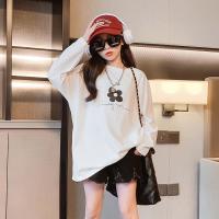 China White Black Round Neck Teen Girls Sweatshirts Solid Color Oversized for sale