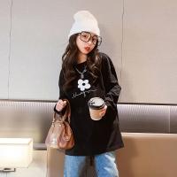 China White Black Round Neck Teen Girls Sweatshirts Solid Color Oversized for sale