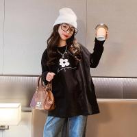 China White Black Round Neck Teen Girls Sweatshirts Solid Color Oversized for sale