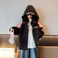 China Spring Autumn Warm Little Girls Clothes Monogrammed Print Black Girls Coat for sale