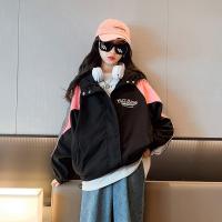 China Black Monogrammed Print Childrens Spring Clothes Aged 4-16 Girls Hoodie Jacket for sale