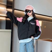 China Black Monogrammed Print Childrens Spring Clothes Aged 4-16 Girls Hoodie Jacket for sale