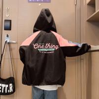 China Black Monogrammed Print Childrens Spring Clothes Aged 4-16 Girls Hoodie Jacket for sale