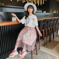 China Short Sleeve Little Girls Clothes Big Children Summer Gauze Skirts And Tops for sale