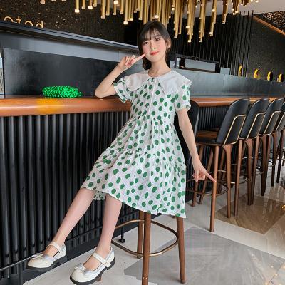China Big Lapel Childrens Dress Clothes Polka Dot One Piece Dress for sale