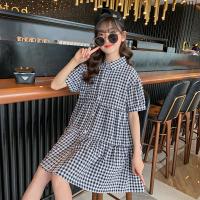 China Checkered Childrens Dress Clothes Black And White Plaid Shirt Dress for sale