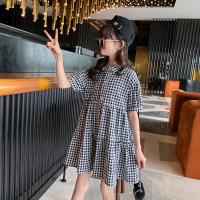 China Checkered Childrens Dress Clothes Black And White Plaid Shirt Dress for sale