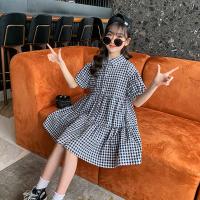 China Checkered Childrens Dress Clothes Black And White Plaid Shirt Dress for sale