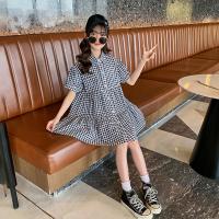 China Checkered Childrens Dress Clothes Black And White Plaid Shirt Dress for sale