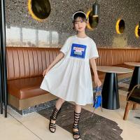 China Pure Cotton Girl Summer Dress Korean Version Round Collar Big Children Princess Dress for sale