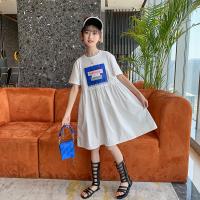 China Pure Cotton Girl Summer Dress Korean Version Round Collar Big Children Princess Dress for sale