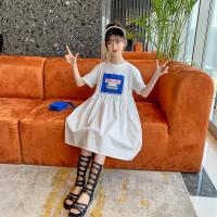 China Pure Cotton Girl Summer Dress Korean Version Round Collar Big Children Princess Dress for sale